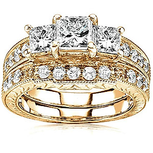 Kobelli Diamond Wedding Ring Set 1 3/5 carats (ctw) in 14K Gold, Size 8, White Gold
