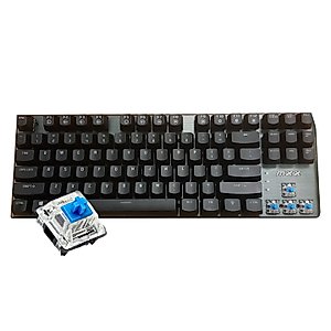 Rantopad MXX Mechanical Gaming Keyboard - 87 Keys,White Backlit, Blue Switches, Grey Aluminum Cover, N-Key Rollover