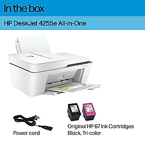 HP DeskJet 4255e Wireless All-in-One Color Inkjet Printer, Scanner, Copier, Best-for-Home, 3 Months of Instant Ink Included (588S6A)