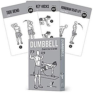 NewMe Fitness Dumbbell Workout Cards, Instructional Fitness Deck for Women & Men, Beginner Fitness Guide to Training Exercises at Home or Gym (Dumbbell, Vol 1)