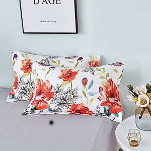 Leadtimes King Duvet Cover Boho Floral White Bedding Sets Hotel with Soft Lightweight Microfiber 1 Duvet Cover and 2 Pillow Shams (King, Style2)