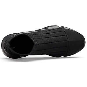Santiro Mens Running Shoes Casual Slip on Shoes Breathable Walking Athletic Tennis Shoes Lightweight Knit Sock Sneakers for Men All Black 12 US