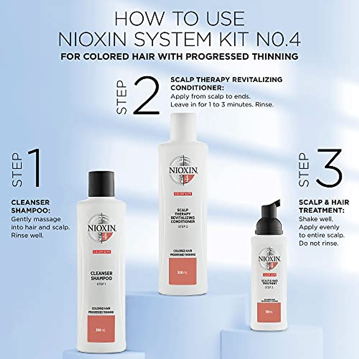Nioxin System 4 Scalp & Hair Treatment, Color Treated Hair with Progressed Thinning, 3.4 oz