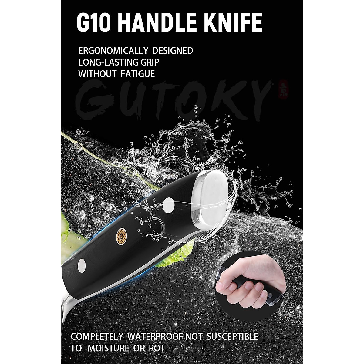 Gutoky 6 Inch Damascus Boning Knife, Feather Pattern Blade with G10 Handle, Japanese AUS10 Steel, Professional Kitchen Fillet Knife