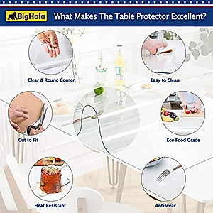 Clear Plastic Protector Wood Furniture Table Topper Protective Cover Dining Living Room Countertop Thick PVC Tablecloth Vinyl Mat Tabletop Protection Pad Wipeable Waterproof Table Cloths 20 x 60 Inch