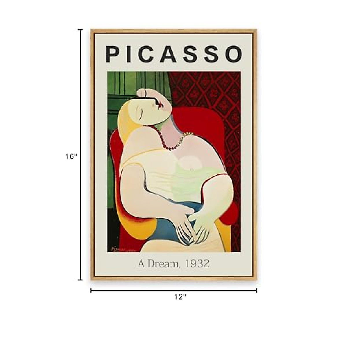 Framed Canvas Print Wall Art A Dream Famous Paintings Artwork By Pablo Picasso Canvas Prints Home Decoration for Living Room, Bed Room, Office - 12x16in Natural Framed