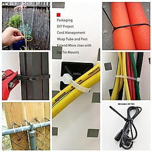 HS Durable Plastic Zip Ties 8 Inch (Bulk-1000 Pack) UV Black Cable Ties 40 Lbs Self-Locking Wire Ties Width 1/8 Inch,Outdoor Purpose