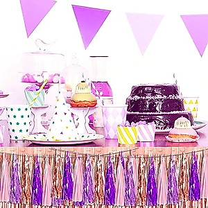 4P Pink-Purple Rose-Gold Party-Decorations Tassel Garland, Tassels Banner Streamers for Parade Floats, Bachelorette, Wedding, Birthday, Halloween, Christmas,