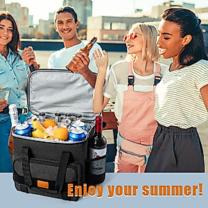 BLUEFATTY Small Cooler Bags 14L Soft Sided Cooler Leakproof Large Insulated Lunch Box Cooler Collapsible Beach Cooler Camping Cooler for Picnics, Road Trips, Kayaking and Grocery Shopping(Black)