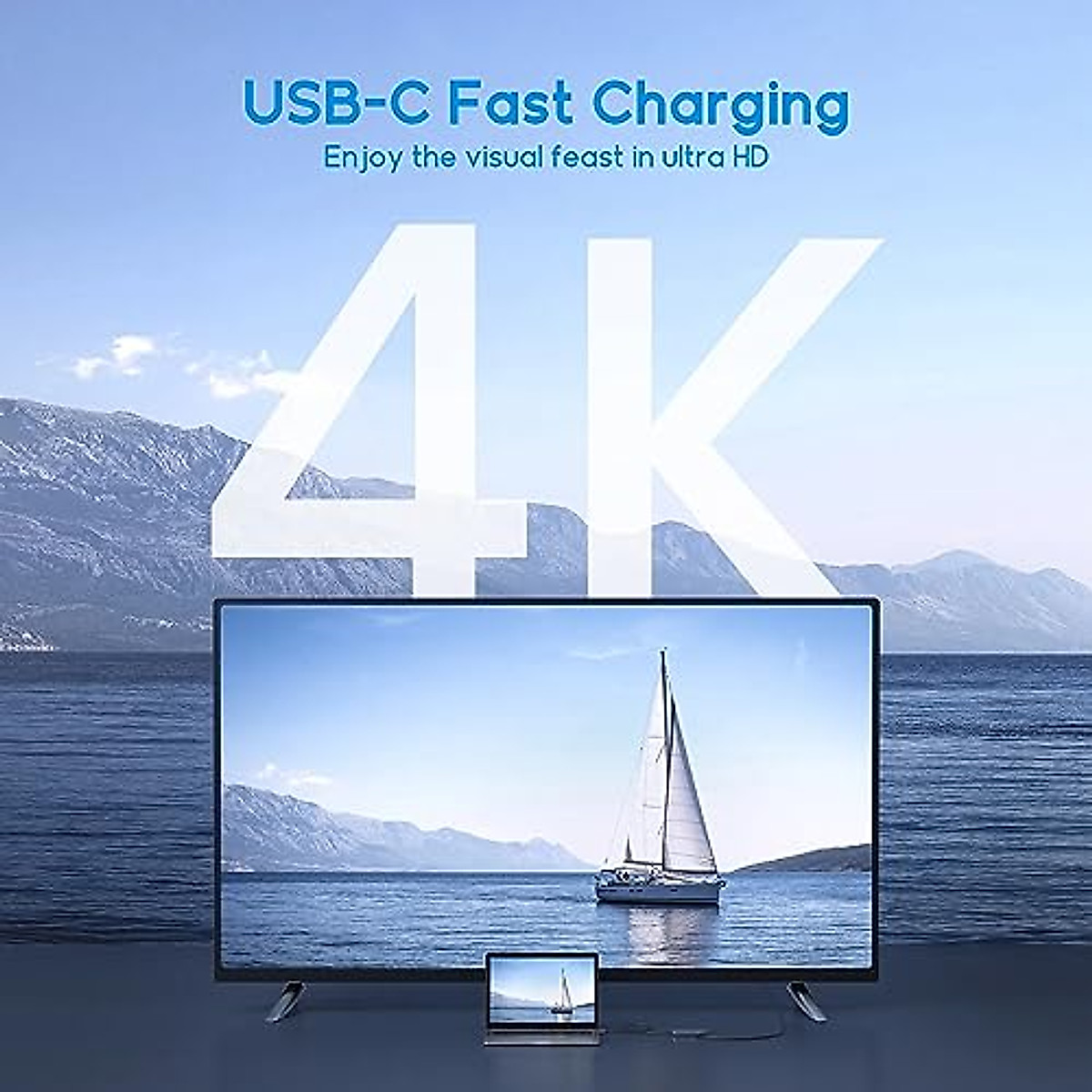 8 in 1 USB C Hub with 4K 30Hz HDMI Port,1 x USB-A 3.0/1 x USB-A 2.0 and 2 x 100W USB-C Port, Ethernet, SD/TF for Dell/Surface/HP/Lenovo Laptops