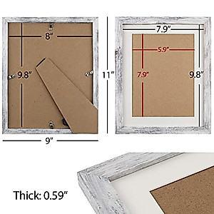 AEVETE 8x10 Picture Frame White Distressed Display Photos 6x8 with Mat or 8x10 without Mat for Wall Tabletop