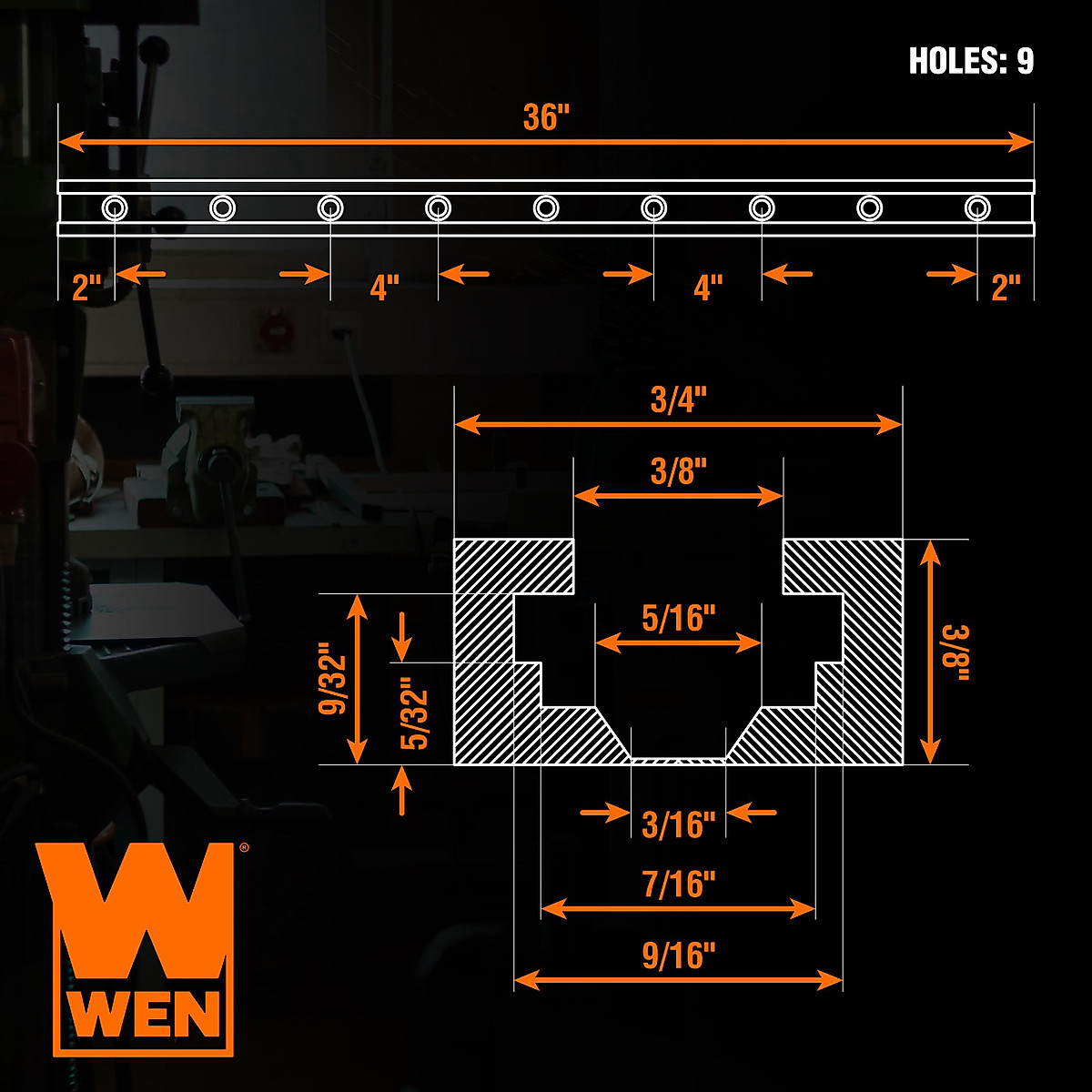 WEN 36-Inch Universal T-Track and Hold Down Clamps Kit for Woodworking (WAT361)