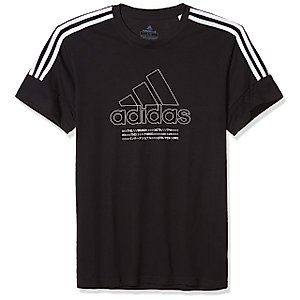 adidas Men's Badge of Sport Outline Stripe Tee Black Small