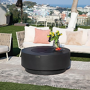 Nimes Concrete Fire Pit 40.9" x 40.9" Outdoor Patio Firepit Includes Fire Glass Modern Fire Pits & Outdoor Fireplaces for Garden, Deck, Indoor & Outdoor Heating