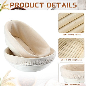 Nuanchu 4 Pcs Proofing Basket 9 Inch Round Bread Proofing Basket 10 Inch Oval Rattan Bread Basket Baking Bowl for Sourdough Bread Baking Home Bakers