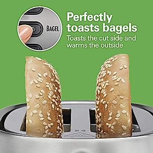 Hamilton Beach 2 Slice Toaster with Extra Wide Slots, Sure-Toast Technology, Shade Selector, Bagel Setting, Brushed Stainless Steel (22220)