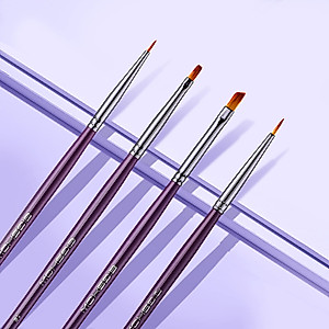 Eyeliner Makeup Brush Set - Angled Liner Brush, Tight Liner Brush, Definer Brush, Ultra-Fine Liner Brush Kit for Detailed Precision Eyeliner, Eyebrow Filling, Body or Face Painting, 4 Pieces