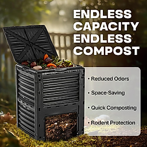 Idzo Garden Compost Bin Outdoor 80Gallon, Outdoor Composter Bin with Large Capacity & Easy Assembling, Quick Composting, Space-Saving