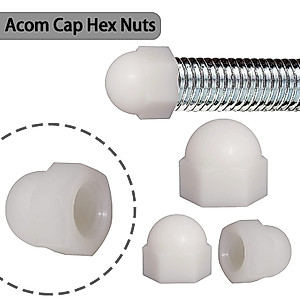 HARSKIYER 30pcs White Nylon Hex Cap Nut, M6 Acorn Hex Cap Nuts Nylon Hex Acorn Nuts Hexagon Decorative Cap Nut Acorn Hex Nuts