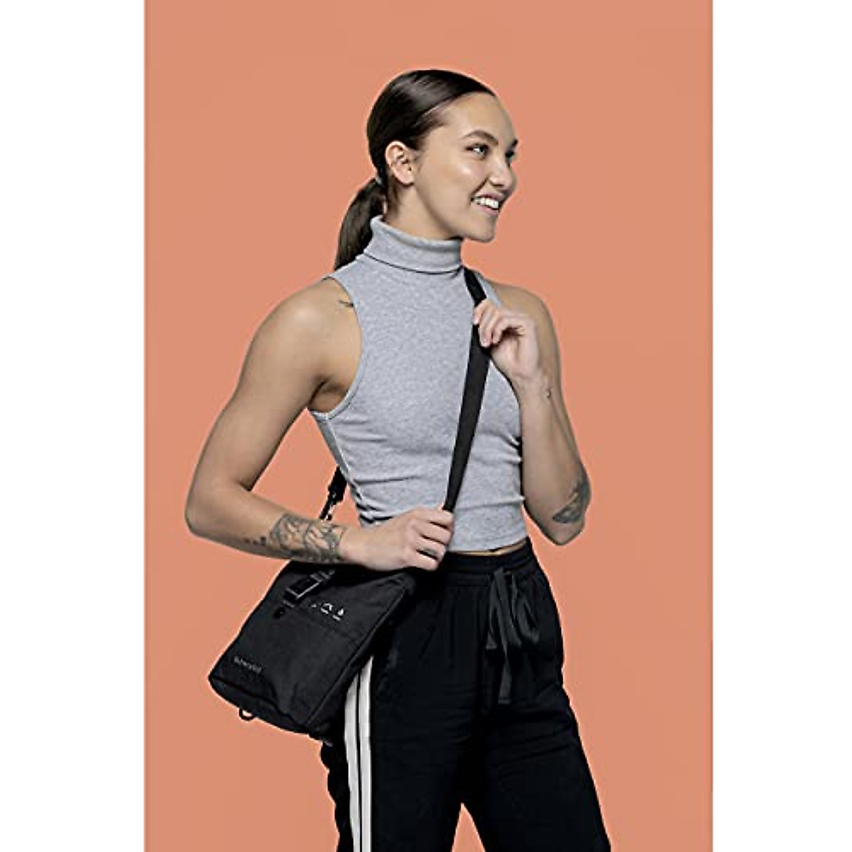 Sherpani Eiko, Mini Backpack with Coin Purse, Convertible Backpack Purse, Small Crossbody Bag, Stylish Shoulder Bag, Small Cross Body Purse, Christmas Gifts for Women (Black)