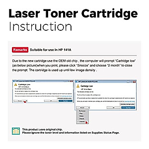 OA100 |141A NO Chip| Compatible Toner Cartridge Replacement for HP 141A W1410A Work for M110we M110w MFP 140we M139we M140w (1 Black) W1410A