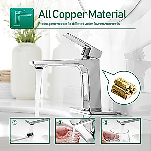 VOTON Chrome Bathroom Faucet One Hole Single Handle Bathroom Sink Faucet Lavatory Faucet with Deck Plate, RV Camper Lavatory Bathroom Faucet