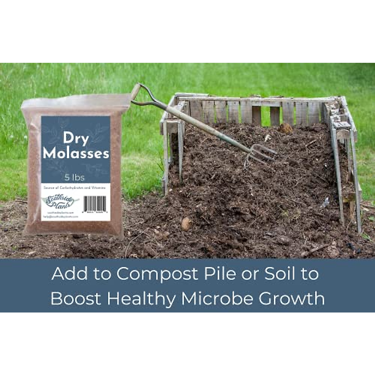 Southside Plants Dry Molasses Plant Fertile Soil - Organic Dried Molasses Powder Boost Health of Your Soil & Pet with Vitamins Carbohydrates - Beneficial Soil for Natural Gardening 5 lb