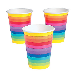 Fun Express - Rainbow 12oz Cups for Birthday - Party Supplies - Licensed Tableware - Licensed Cups - Birthday - 8 Pieces