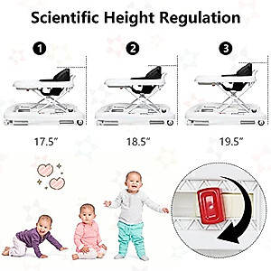 INFANS Foldable Baby Walker, 3 in 1 Toddler Walker Learning-Seated Walk-Behind for Boys and Girls, Adjustable Speed Rear Wheels, Safety Bumper, Detachable Seat Cover, Anti-Rollover (Black)