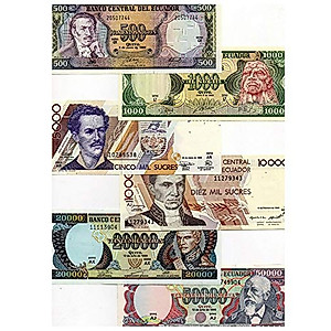 EC 1988 ECUADOR FLAWLESS 1988-99 COMPLETE DENOMINATION SET! 11 DIFF SCARCE BANKNOTES!! Gem Crisp Uncirculated