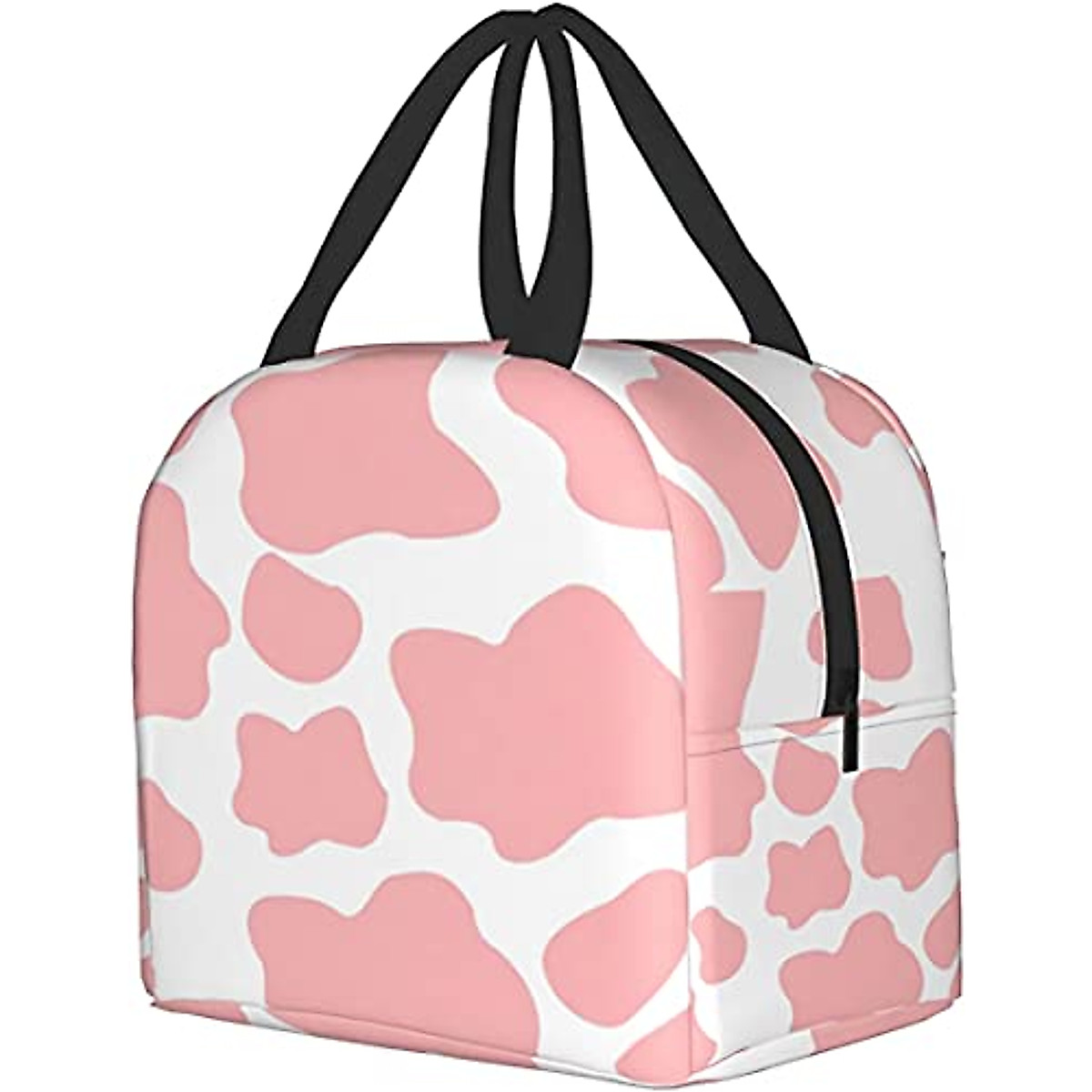 carati Insulated Lunch Bag Women Girls, Reusable Cute Tote Lunch Box for Kids & Men, Leakproof Cooler Lunch Bags for School Work Office Travel Picnic, Pink Cow Print