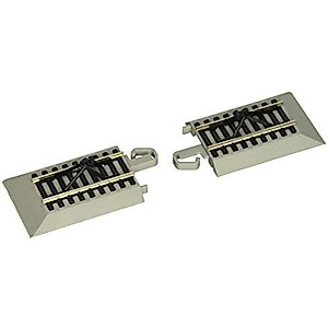 Bachmann Trains - Snap-Fit E-Z TRACK HAYES BUMPERS (2/card) - NICKEL SILVER Rail With Gray Roadbed - HO Scale