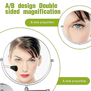 ESRADA Bathroom Mirror Makeup Mirror Extendable Single Side Bathroom Mirror 3X Magnification Folding Round Shape Cosmetic Vanity Mirror (Metal 8.5inch)