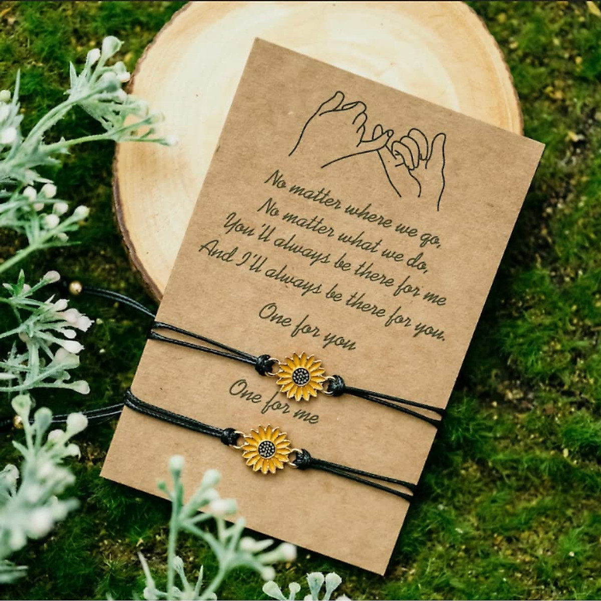 Bee Kind Sunflower String Bracelet Set with Adjustable Braided Nylon Rope comes with Personalized Gift with Box for Women Made With Nickel-Free