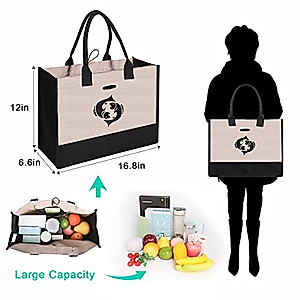 Aricsen Reusable Personalized Jute Gift Canvas Tote Bag for Women Handbags with Handles, Friends Mother Sister Daughter Birthday, Travel Bridesmaid Beach Grocery Shopping (Pisces, Large)