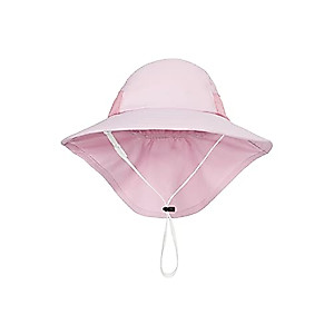 Baby Sun Hat Toddler Kids Girls Sun Hat UPF 50+ Protection Beach Hat Wide Brim Neck Flap Adjustable Fishing Hats for Girls Boys Pink 2-6T