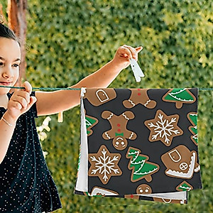 VIGTRO Christmas Gingersnap House Bath Hand Towels 2 Pack, Winter Kitchen Towels Gingerbread Man Ultra Soft and Highly Absorbent, Xmas Tree Cute Decorative Fingertip Towel for Home, Bathroom, Kitchen