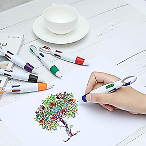 DaveandAthena 24 Pack Plastic Carabiner Shuttle Pens 4-in-1 Retractable Ballpoint Pens Multicolor Pens with Buckle Keychain on Top for Office School Supplies Students Children Gift