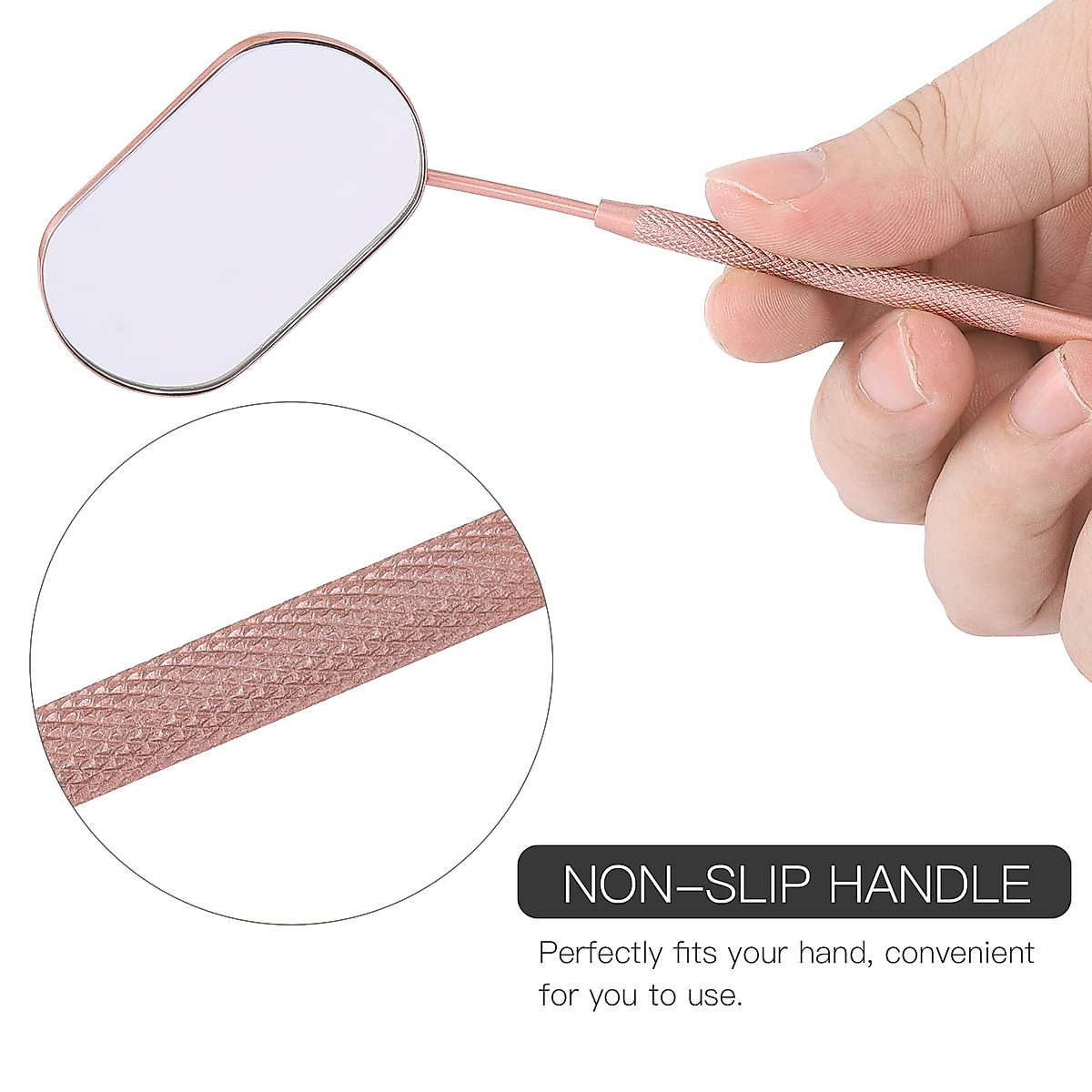 Pretty memory Lash Mirror, 2.2Inches Stainless Steel Makeup Eyelash Mirror, Eyelash Extensions Accessories Supplies, Lash Tech Must Haves (Rose Gold)