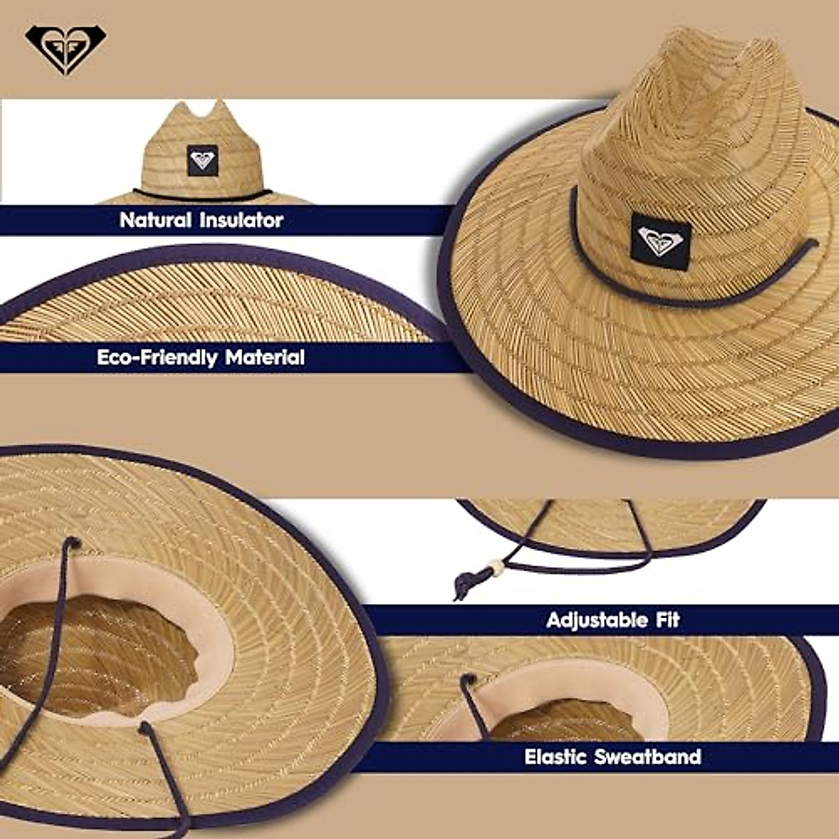 Roxy womens Tomboy Straw Sun Hat, Mood Indigo, Small-Medium US