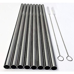 CocoStraw B00K4PP0VK 8 Large Wide Smoothie Straws/Straight Frozen Drink Straw, Stainless Steel