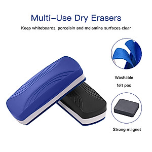 Ddaowanx Whiteboard Eraser, Magnetic Dry Erase Eraser, Glass Board Eraser,School and Office Supplies, Pack of 2 (Black)