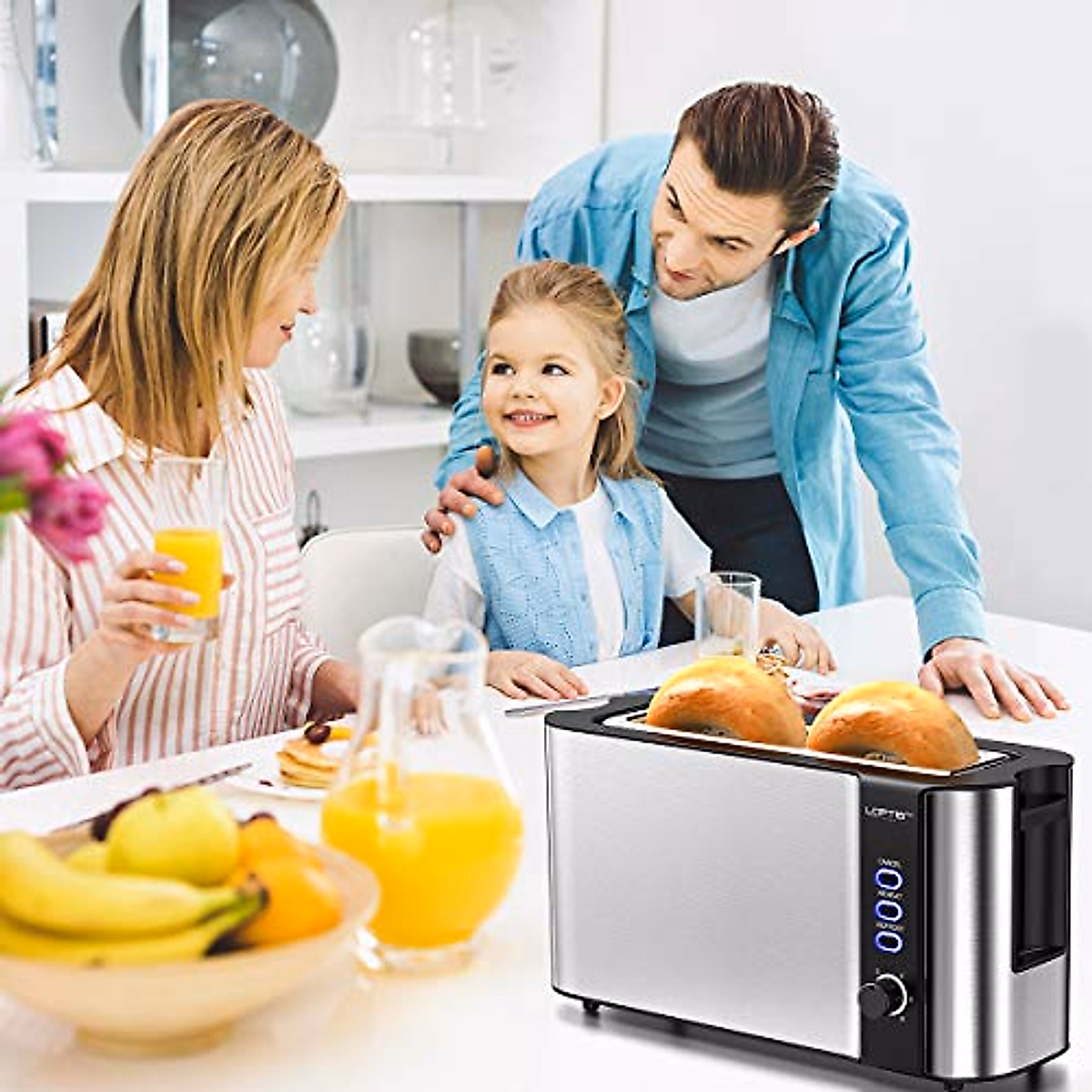 Long Slot Toaster, 2 Slice Toaster Best Rated Prime with Warming Rack, 1.7'' Extra Wide Slots Stainless Steel Toasters, 6 Bread Shade Settings, Defrost/Reheat/Cancel, Removable Crumb Tray, 1000W