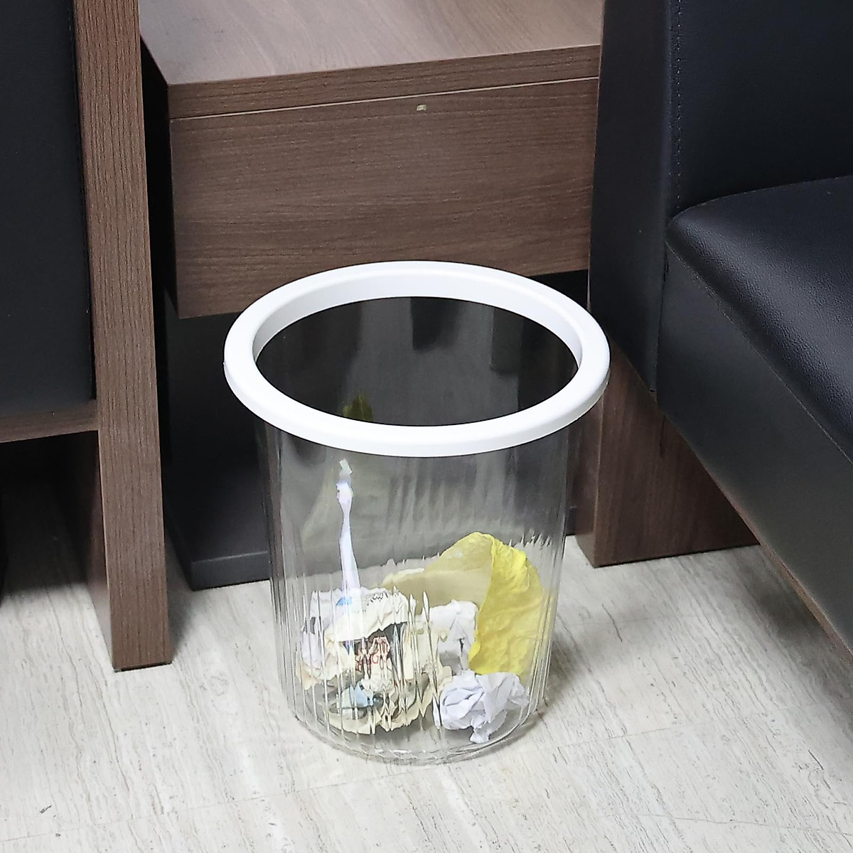 Waikhomes 4-Pack Clear Trash Can, Plastic Wastebasket 4 Gallon Round Garbage Container Bin Fits Under Desk/Sink/Cabinet