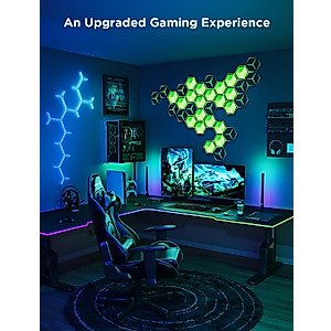 Govee Glide Hexagon Light Panels Ultra, 3D Wall Lights with DIY, RGBIC LED Gaming Lights for Wall, LED Lights for Gaming Setup with 129 Lamp Beads, Works with Alexa, 10 Pack, Lunar White