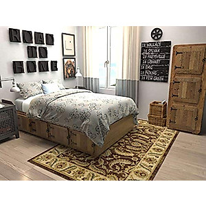 Unique Loom Voyage Collection Traditional Oriental Classic Intricate Floral Design Area Rug, 5 ft x 8 ft, Brown/Gold