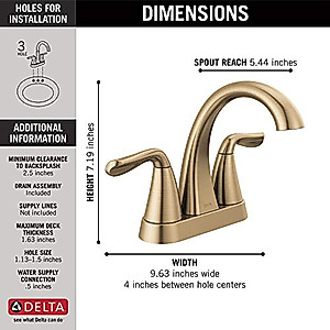 Delta Faucet Arvo Gold Bathroom Faucet, Centerset Bathroom Faucet Gold, Bathroom Sink Faucet, Drain Assembly Included, Champagne Bronze 25840LF-CZ
