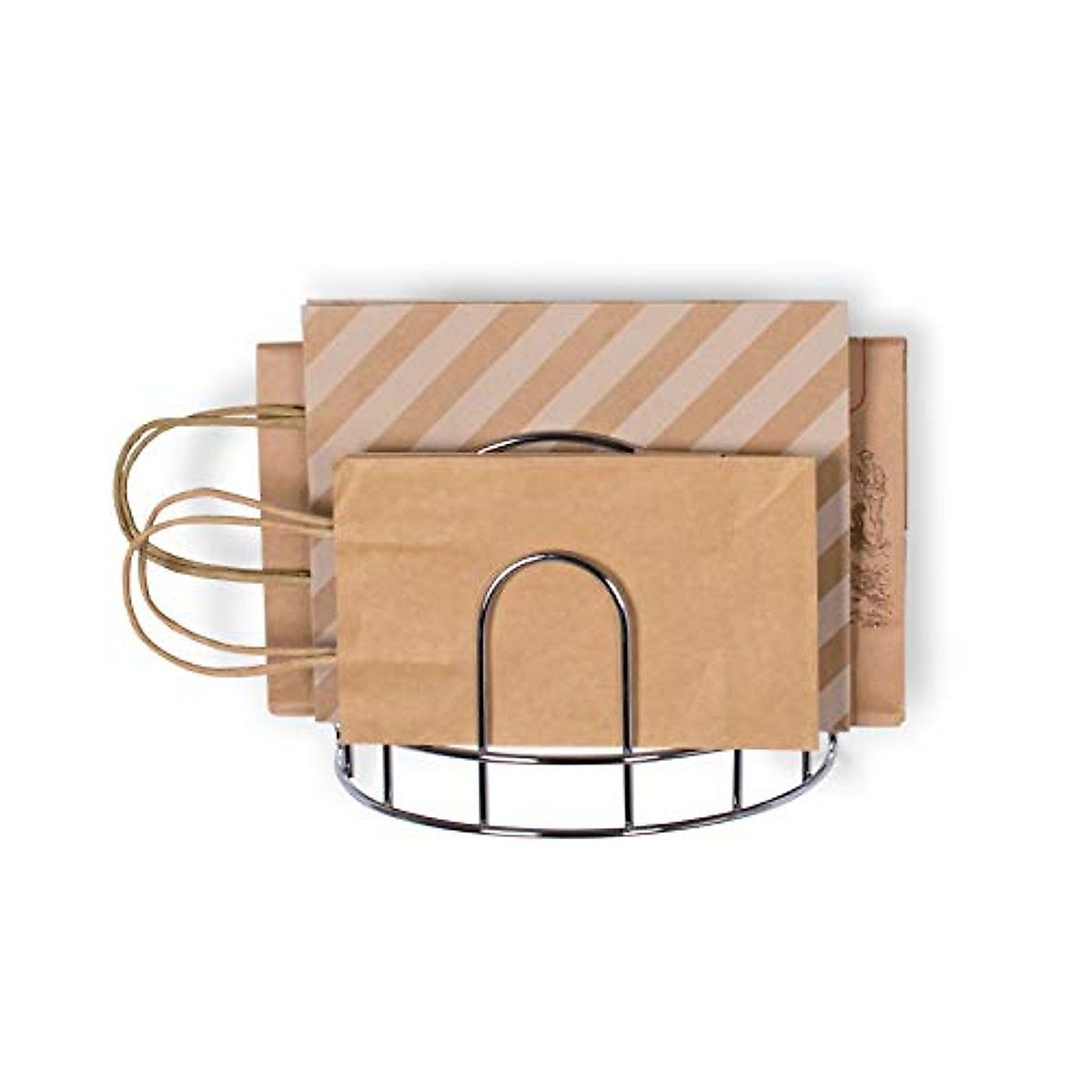 Spectrum Diversified Paper Holder & Organizer, Wall Mount or Countertop Display Perfect for Gift Bags & Wrapping Stations, Grocery Bag Holder, Sponge Cradle, Chrome
