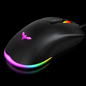 havit RGB Gaming Mouse Wired PC Gaming Mice with 7 Color Backlight, 6 Buttons, Up to 6400 D P I Computer USB Mouses for Desktop Laptop Gamer & Work
