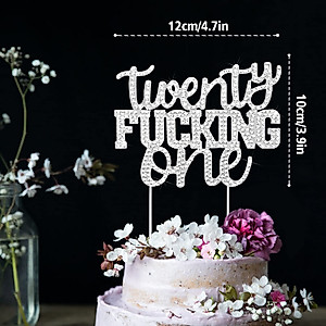LINGTEER Happy 21st Birthday Silver Rhinestone Cake Topper - Cheers to 21 Years Old Birthday Party Cake Centerpieces Topper Decorations Gift Sign.